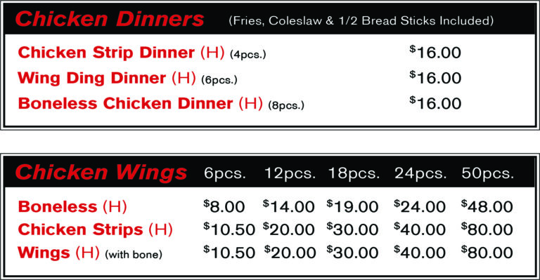 Menu – Sal’s Pizza