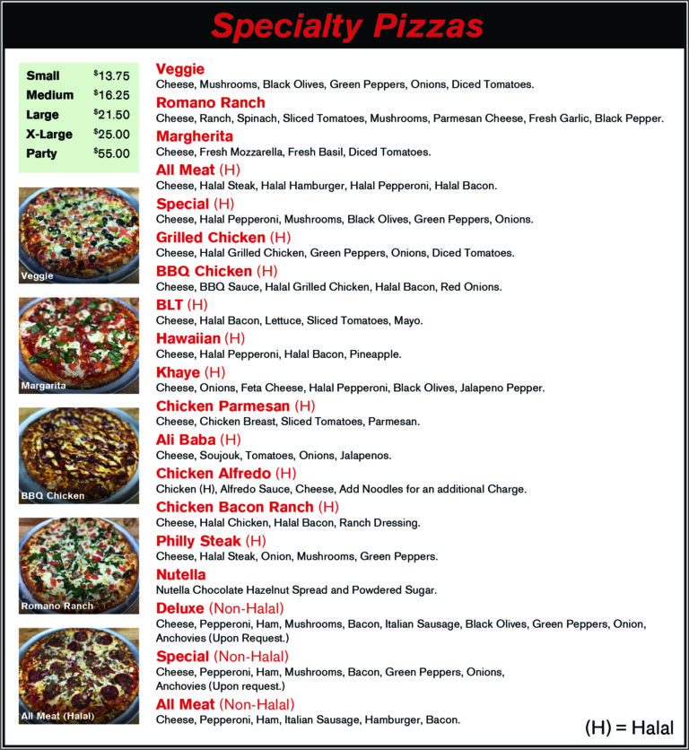 Menu – Sal’s Pizza